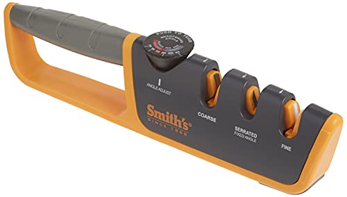 Smith's 50264 Adjustable Manual Knife Sharpener Grey/Yellow & CCKS 2-Step Knife Sharpener