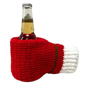 u and v beer glove keeps your drink cold and hand warm,beer mitten beverage gloves knit stitched drink holder for white elephant gag gift