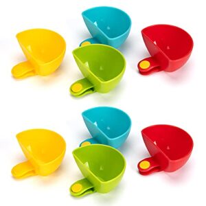 brvnpily dip clip for bowls plates 8pcs plastic dip clip bowl plate holder chip and dip serving set sauce holder for spice tomato sauce salt veggie vinegar ketchup chips (4 colors)