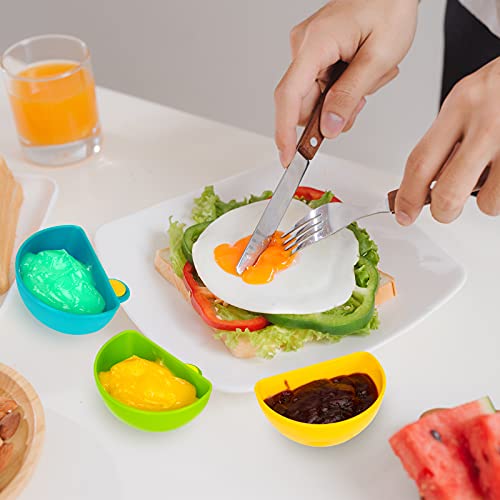 Brvnpily Dip Clip for Bowls Plates 8PCS Plastic Dip Clip Bowl Plate Holder Chip and Dip Serving Set Sauce Holder for Spice Tomato Sauce Salt Veggie Vinegar Ketchup Chips (4 Colors)