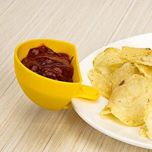 Brvnpily Dip Clip for Bowls Plates 8PCS Plastic Dip Clip Bowl Plate Holder Chip and Dip Serving Set Sauce Holder for Spice Tomato Sauce Salt Veggie Vinegar Ketchup Chips (4 Colors)