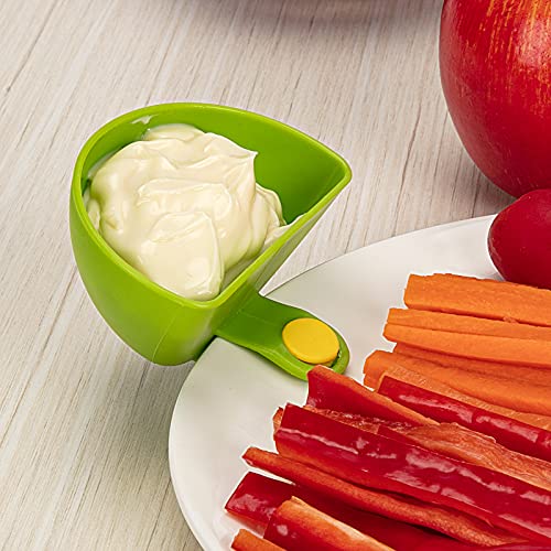 Brvnpily Dip Clip for Bowls Plates 8PCS Plastic Dip Clip Bowl Plate Holder Chip and Dip Serving Set Sauce Holder for Spice Tomato Sauce Salt Veggie Vinegar Ketchup Chips (4 Colors)