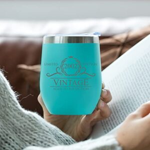 21st Birthday Gifts for Her Him 12 oz Mint Stemless Wine Tumbler -21st Birthday Cup - Happy 21st Birthday Decorations for Women Men - Gifts for 21st Birthday for Her - 21 Birthday Gift