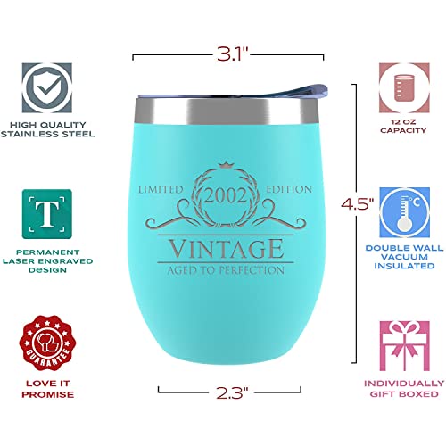 21st Birthday Gifts for Her Him 12 oz Mint Stemless Wine Tumbler -21st Birthday Cup - Happy 21st Birthday Decorations for Women Men - Gifts for 21st Birthday for Her - 21 Birthday Gift