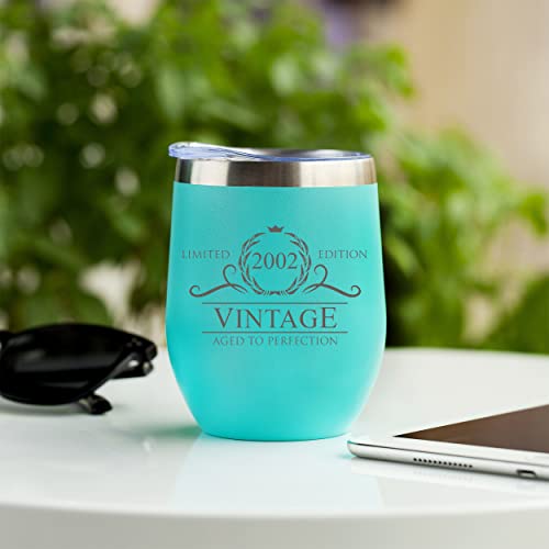 21st Birthday Gifts for Her Him 12 oz Mint Stemless Wine Tumbler -21st Birthday Cup - Happy 21st Birthday Decorations for Women Men - Gifts for 21st Birthday for Her - 21 Birthday Gift