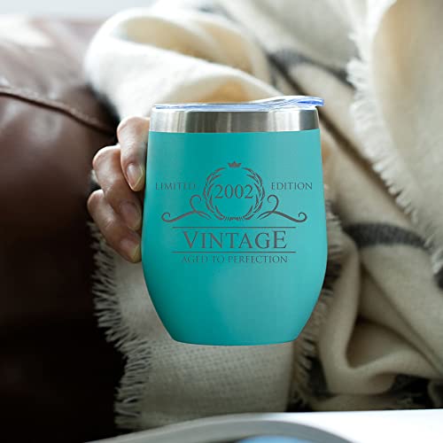 21st Birthday Gifts for Her Him 12 oz Mint Stemless Wine Tumbler -21st Birthday Cup - Happy 21st Birthday Decorations for Women Men - Gifts for 21st Birthday for Her - 21 Birthday Gift