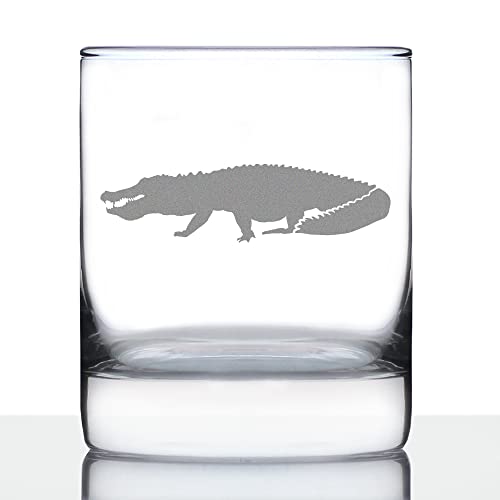 Alligator Whiskey Rocks Glass - Unique Exotic Animal Gifts for Alligator Lovers - 10.25 Oz Glass