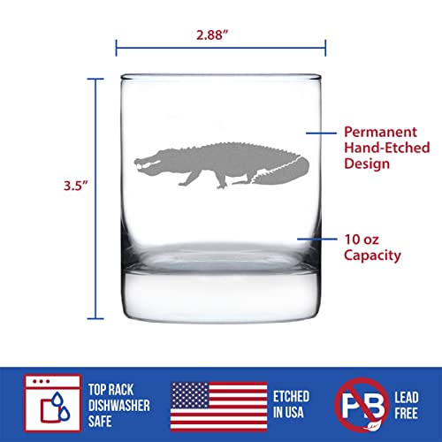 Alligator Whiskey Rocks Glass - Unique Exotic Animal Gifts for Alligator Lovers - 10.25 Oz Glass