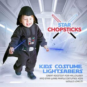 STAR CHOPSTICKS | FREE BOTTLE OPENER & STICKERS | 4 PAIRS DARK BOX | Lightsaber Chopsticks | Star Wars Gifts and Toys for Kids | LED Light Up Reusable Chopstick