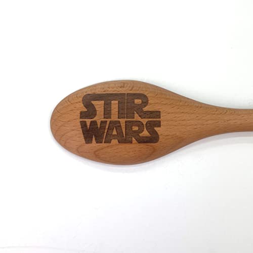 Stir Wars Kitchen Gift for Dudes, Laser Engraved Sustainable Wooden Spoon, Funny Bachelor Gift, Nerd Gift, Nerdy Wedding Gifts, Great Gifts for Guys Who Cook, St*r Wars Nerd, Father's Day Gift