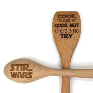 Stir Wars Kitchen Gift for Dudes, Laser Engraved Sustainable Wooden Spoon, Funny Bachelor Gift, Nerd Gift, Nerdy Wedding Gifts, Great Gifts for Guys Who Cook, St*r Wars Nerd, Father's Day Gift