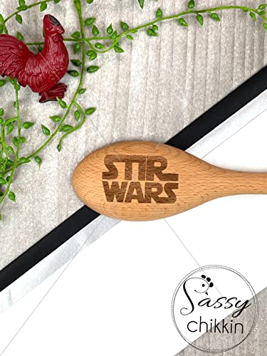 Stir Wars Kitchen Gift for Dudes, Laser Engraved Sustainable Wooden Spoon, Funny Bachelor Gift, Nerd Gift, Nerdy Wedding Gifts, Great Gifts for Guys Who Cook, St*r Wars Nerd, Father's Day Gift