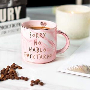 Hendson Gag Gifts for Women - Funny Sarcastic Novelty Gift for Friends, Coworkers, Boss, Employee, Adults - Birthday Mugs for Mom, Sister, BFF - Sorry No Hablo Fuctardo - 11.5oz Ceramic Cup