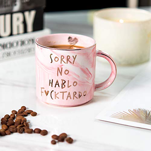 Hendson Gag Gifts for Women - Funny Sarcastic Novelty Gift for Friends, Coworkers, Boss, Employee, Adults - Birthday Mugs for Mom, Sister, BFF - Sorry No Hablo Fuctardo - 11.5oz Ceramic Cup