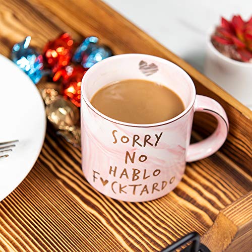 Hendson Gag Gifts for Women - Funny Sarcastic Novelty Gift for Friends, Coworkers, Boss, Employee, Adults - Birthday Mugs for Mom, Sister, BFF - Sorry No Hablo Fuctardo - 11.5oz Ceramic Cup