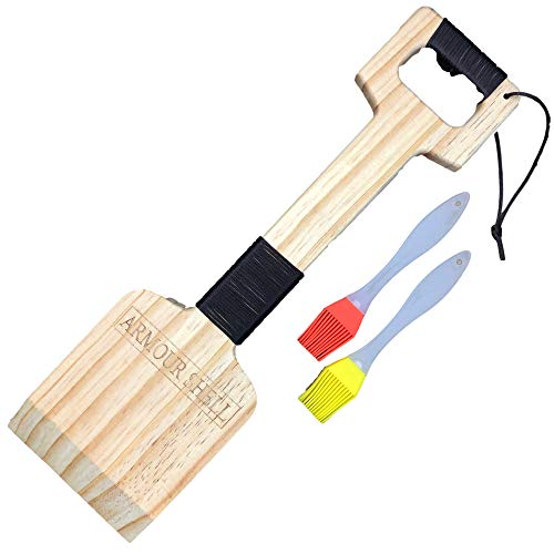 Cedar Wood Grill Scraper - BBQ Brush Scrubber Tools with Barbecue Grilling Brushes Accessories for Men. The Ultimate Gift for Your Husband, Father, Boss, That They Will Surely Love from Armour Shell.