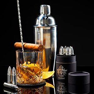 Whiskey Stones Gift Set for Men - Stones Ice Cube for Whiskey - Bourbon Stones Chilling Set - Chill Rocks Whiskey Stones - Stainless Steel Ice Cubes Set - Birthday Gift Set for Dad