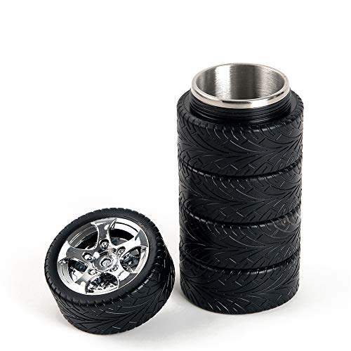 Tire Coffee Tea Cup Stainless Steel Interior Durable Cup Personalized Tire Styling Coffee mug / Tea cup，Designed for Car Lovers，Stainless Steel Inner Tube，11oz Coffee Thermos for Men