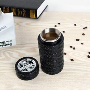 Tire Coffee Tea Cup Stainless Steel Interior Durable Cup Personalized Tire Styling Coffee mug / Tea cup，Designed for Car Lovers，Stainless Steel Inner Tube，11oz Coffee Thermos for Men