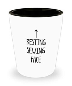 for tailor dressmakers resting sewing drinking face funny witty gag ideas drinking shot glass shooter birthday stocking stuffer