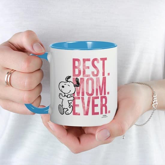 CafePress Snoopy Best Mom Ever Mug Ceramic Coffee Mug, Tea Cup 11 oz