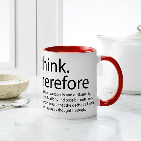 CafePress I Think Therefore I Am Thinking Mug Ceramic Coffee Mug, Tea Cup 11 oz