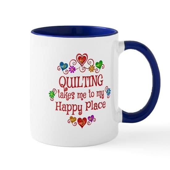 CafePress Quilting Happy Place Mug Ceramic Coffee Mug, Tea Cup 11 oz