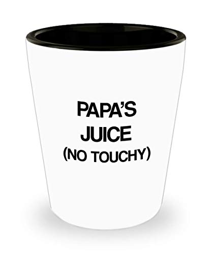 Funny for Fathers Papa's Juice No Touchy Shot Glass Unique Ceramic for Dad 1.4 Oz Birthday Stocking Stuffer