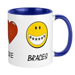 cafepress peace.love.braces mug ceramic coffee mug, tea cup 11 oz