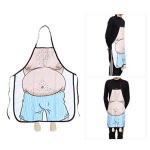 Toyvian Stupid Stuff Kitchen Apron Funny Aprons Cooking Kitchen Chef Cooking Apron Men Grilling Aprons White Belly BBQ Apron Funny Gag Gifts for Christmas Party Useless Gifts Mens Apron Cooking