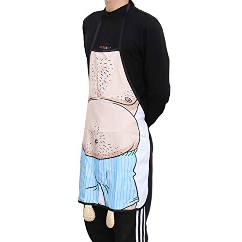 Toyvian Stupid Stuff Kitchen Apron Funny Aprons Cooking Kitchen Chef Cooking Apron Men Grilling Aprons White Belly BBQ Apron Funny Gag Gifts for Christmas Party Useless Gifts Mens Apron Cooking