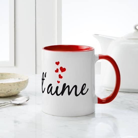 CafePress Je Taime, I Love You, French Word Art Mugs Ceramic Coffee Mug, Tea Cup 11 oz