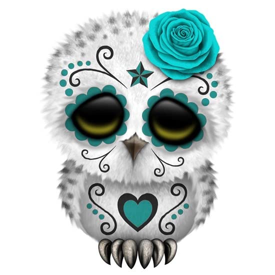 CafePress Cute Teal Blue Day Of The Dead Sugar Skull Owl Mug Ceramic Coffee Mug, Tea Cup 11 oz