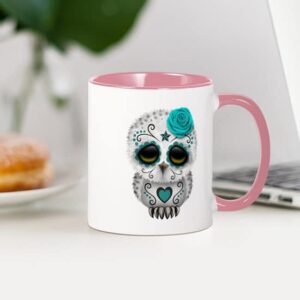 CafePress Cute Teal Blue Day Of The Dead Sugar Skull Owl Mug Ceramic Coffee Mug, Tea Cup 11 oz