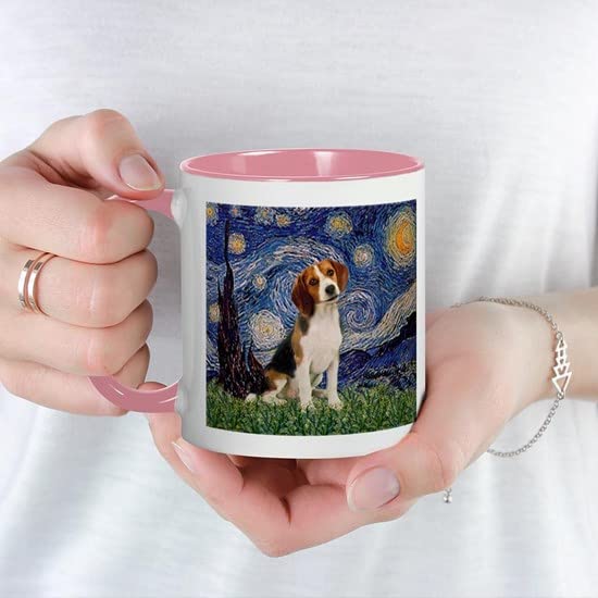 CafePress Starry Night & Beagle Pup Mug Ceramic Coffee Mug, Tea Cup 11 oz