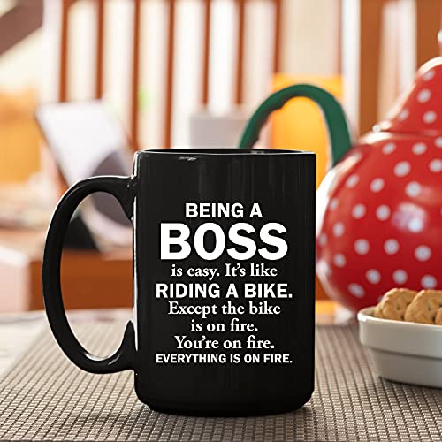 SeeCrab Being A Boss Is Easy Coffee Mug Tea Cup - Funny Boss Ceramic Mugs - Gift Idea For Boss Men Women Bosses Day From Employee - Customize 15 Oz Mug 11oz Cups Black (MUSEE-SRAB159C-MB7)