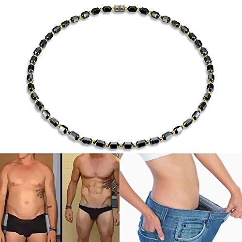 Zozu Women Black Magnetic Necklace Beads Hematite Stone Therapy Slimming Health Care Weight Loss Necklace For Men Women