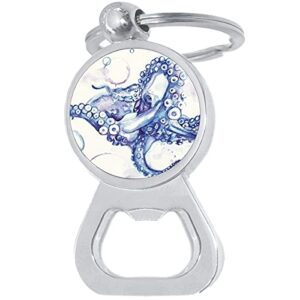 watercolor octopus bottle opener keychain