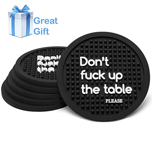 CAPLORD Table Coasters for Drinks Absorbent Coasters Non Slip Black Silicone Cute Coffee Drink Coaster Set of 6 Pack Outdoor Coasters for Coffee Table, Glow in The Dark Costers, Man Cave Gifts