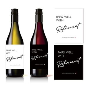 4 pcs retirement wine label, pairs well with retirement wine bottle stickers, retirement gifts, retirement party decorations supplies