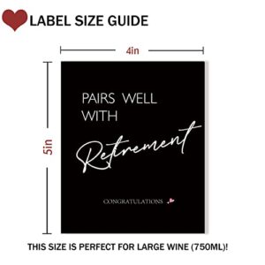 4 Pcs Retirement Wine Label, Pairs Well With Retirement Wine Bottle Stickers, Retirement Gifts, Retirement Party Decorations Supplies