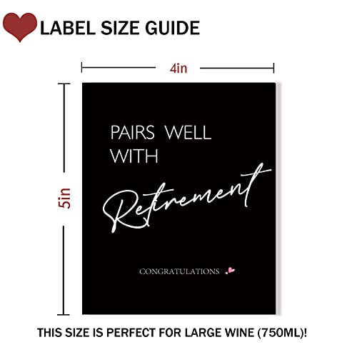 4 Pcs Retirement Wine Label, Pairs Well With Retirement Wine Bottle Stickers, Retirement Gifts, Retirement Party Decorations Supplies