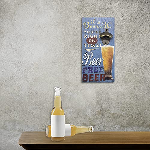 Activewhey Vintage Wooden Wall Mounted Bottle Opener, Best Unique Gifts for Beer Lovers, Dad, Husband, Boyfriend, Gift Ideas for Housewarming, Christmas, Father's Day, Blue