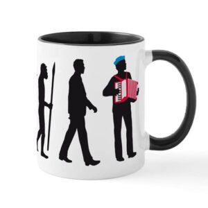 cafepress evolution of man accordion player mugs ceramic coffee mug, tea cup 11 oz