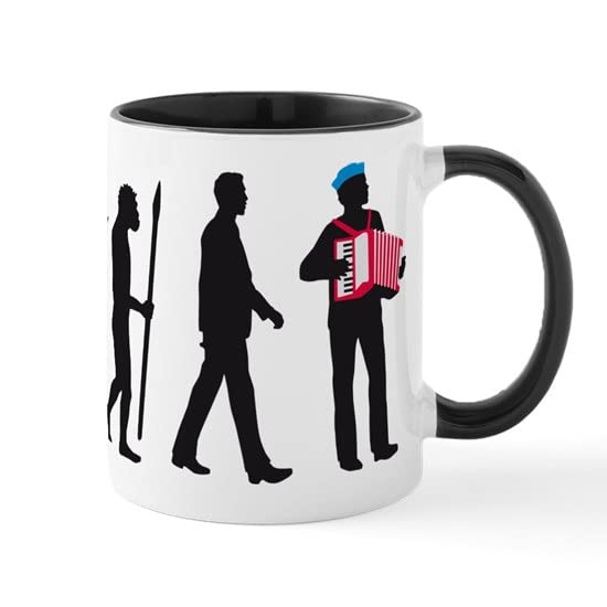 CafePress Evolution Of Man Accordion Player Mugs Ceramic Coffee Mug, Tea Cup 11 oz