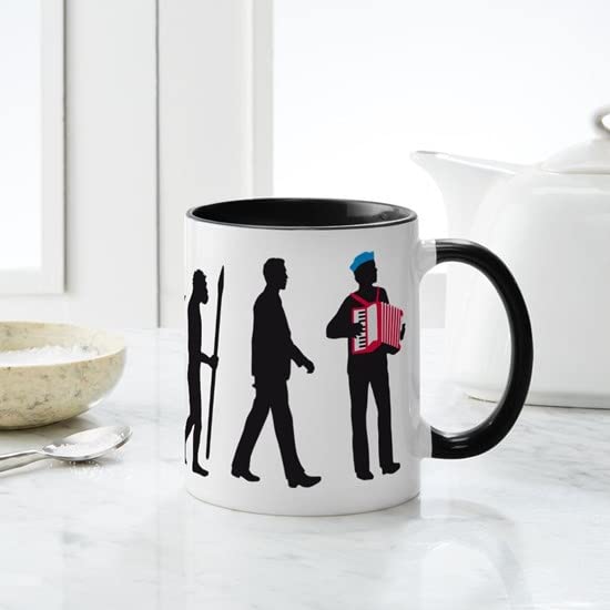 CafePress Evolution Of Man Accordion Player Mugs Ceramic Coffee Mug, Tea Cup 11 oz