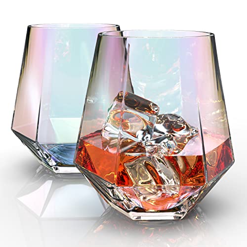 Amesser Whiskey Glasses 11 Oz Old Fashioned Whiskey Glasses set of 2, Crystal Whisky Tumbler Scotch Glasses,Bourbon Glass for Drinking Liquor, Irish, Vodka, Cognac,Wine Gift for Men Women at Home Bar