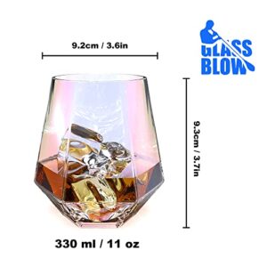 Amesser Whiskey Glasses 11 Oz Old Fashioned Whiskey Glasses set of 2, Crystal Whisky Tumbler Scotch Glasses,Bourbon Glass for Drinking Liquor, Irish, Vodka, Cognac,Wine Gift for Men Women at Home Bar