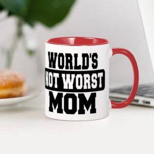 CafePress Worlds Not Worst Mom Mugs Ceramic Coffee Mug, Tea Cup 11 oz