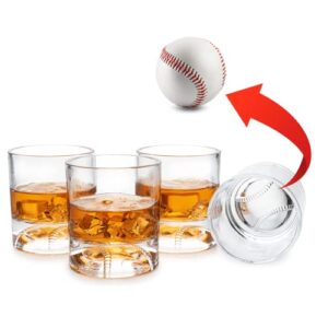 baseball whiskey glass – 12oz whiskey glass by the wine savant – perfect for any occasion, baseball lovers, baseball gifts, baseball themed party, baseball birthday gift set (4)